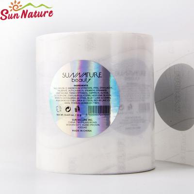 Cina autoadesivo di plastica di 5.08cm Hologrphic per l'autoadesivo rotondo a 2 pollici della bottiglia in vendita