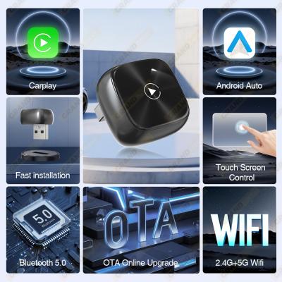 China Grandnavi Wireless CarPlay Android Auto Adapter Adapter Upgrade Wired to Wireless BT Play Music Plug and Play CarPlay for sale
