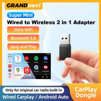 China Mini 2-in-1 Wireless Carplay Adapter & Wireless Android Auto Adapter for OEM Car Wired Carplay to Wireless for sale