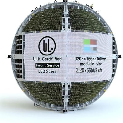 China Tela LED esférica de serviço frontal com certificação UL, com tamanho de módulo de 320*160mm e certificação UL à venda