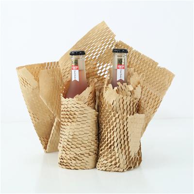 China High Quality Natural Recyclable Biodegradable Honeycomb Kraft Paper Packaging Sleeves Honeycomb Wrapping Paper Roll Custom Size for sale