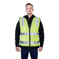 Unisex R128 Cerradura con cremallera Advertencia reflectiva Vestido de seguridad con bolsillos múltiples