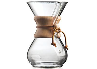 Cina Caffettiere di vetro dell'oggetto d'antiquariato classico di serie con il legame di legno della maniglia/cuoio del collare in vendita