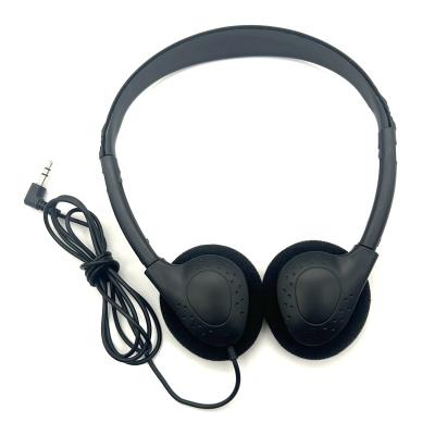 China No Active Noise-Cancellation Black Headset Economic Stereo Wired Earphone for Conference Airline Headset for sale