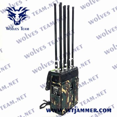 Cina 80W-160W Backpack Signal Jammer Per GSM 3G 4G 5G GPS WIFI UHF VHF Capacità di interferenza del segnale in vendita