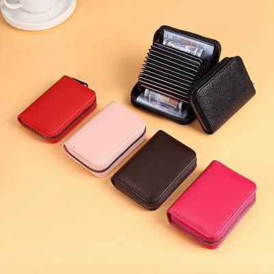 China Massivfarbiger Muster Typ Damenkartentasche mit Reißverschluss MN-2301 Rfid PU Leder zu verkaufen