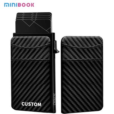 中国 カーボンファイバー PU ポップアップ 財布 金銭クリップ FRID ブロック アルミカードホルダー 男性用 販売のため