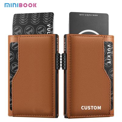 China RFID Bloqueador de cuero portador de tarjetas cartera hombre automático de identificación de pop-up Slim minimalista en venta