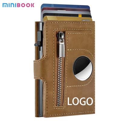 China Cuero genuino ligero RFID delgado de aluminio cartera de cartera delgada billetera de bajo MOQ Modelos de mezcla en venta