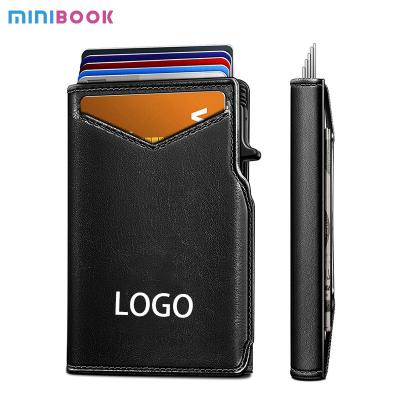 China Low MOQ Mix Models Minimalist Leather Credit Card Holder Wallet with Pop Up Function en venta