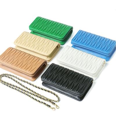 Cina Genuine LEATHER Sheepskin Pleated Chain Crossbody Bag Low MOQ Mix Modelli per donne in vendita