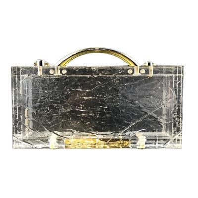 Cina Borsa da mano acrilica unisex piccola casella quadrata trasparente borsa da pranzo per donne croceforte in vendita
