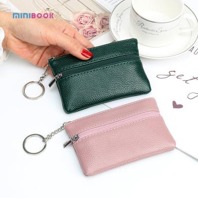ISO9001 Certified Short Zipper Wallet with Vintage Style Minibook Keychain Coin