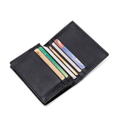 Cina Open Closure Genuine Leather Credit Card Wallet for 2024 Product Business Namecard Holder in vendita