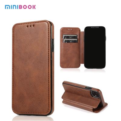 Cina OEM/ODM Minibook Fashion Flip PU Leather Ultra Thin Calf Print Leather Phone Case Per Iphone 12 15*7.5*1.5cm in vendita