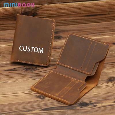 Cina Stile di moda Custom manifattura Crazy Horse Pelle corto bifold uomo portafoglio per uomo in vendita