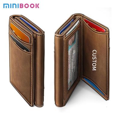 Cina Portabiglietta da uomo in pelle vera con slot RFID anti-furto e multi-card in vendita