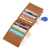 Quality Sample Nylon Lining Material RFID Blocking Genuine Leather Card Holder Folding Wallet for sale