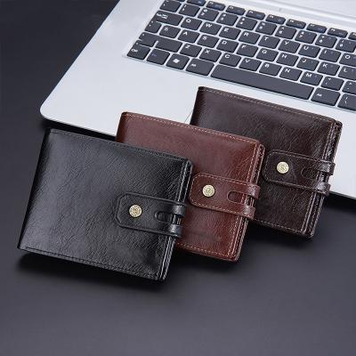 Cina Portafoglio corto da uomo vintage con fibbia multi-carta Tasca da lavoro creativa in pelle PU in vendita
