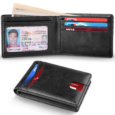 Men's Crazy Horse Leather Multi-card Bank Card Holder with Zipper and RFID