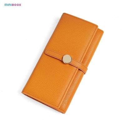 Cina Minibook in cuoio originale Portafoglio da donna lungo con cerniera e portacarte personalizzato in vendita