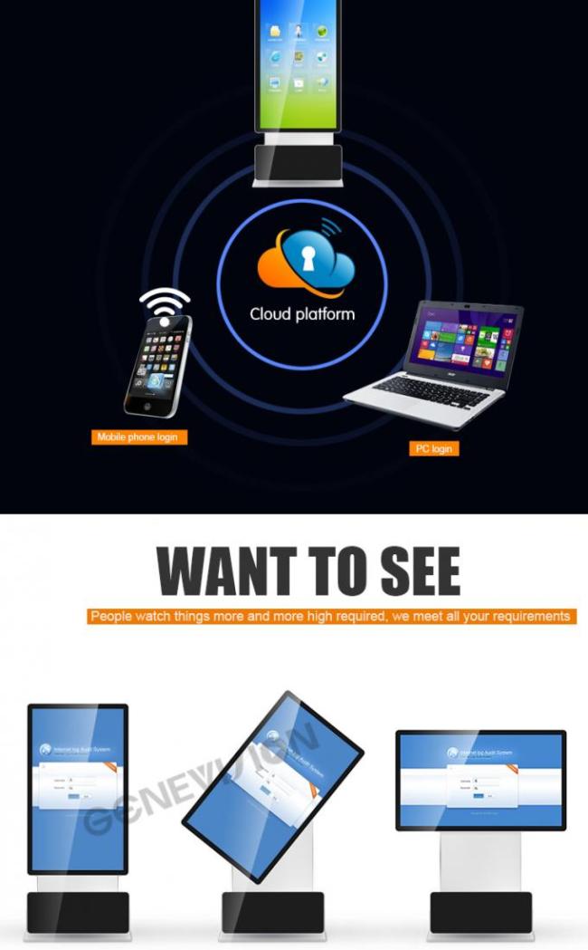 65 inch LCD Rotatable Screen WIFI Digital Signage Kiosk Indoor Totem Android Advertising Player touch optional