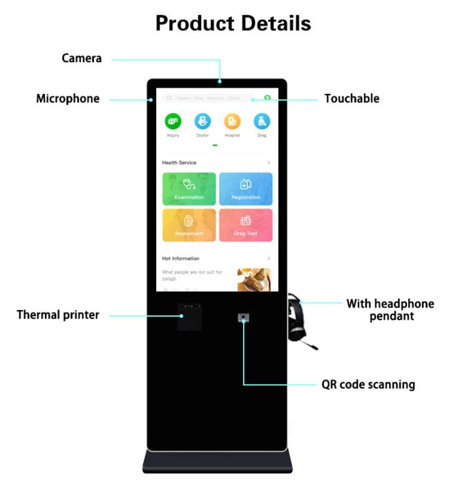 43-inch AI interactive touch screen kiosk front view