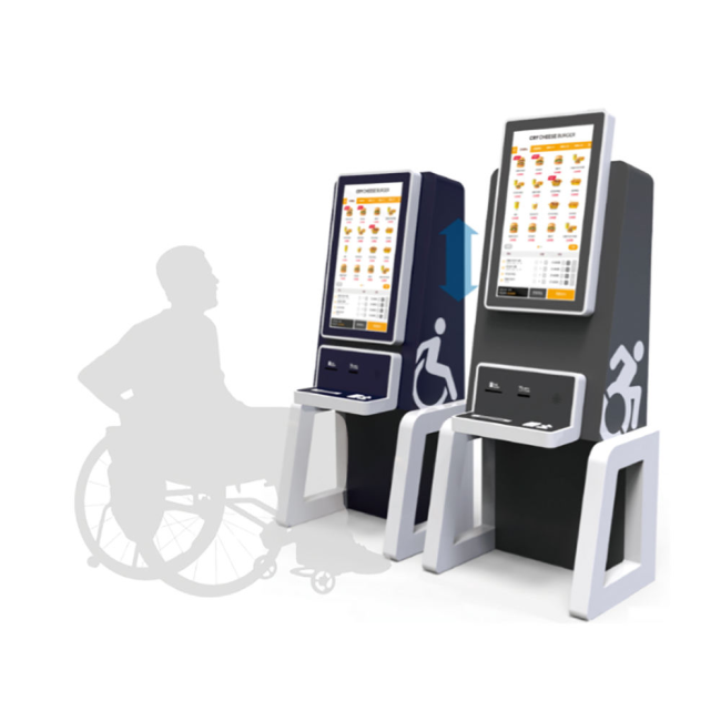 Technical diagram of kiosk components and specifications