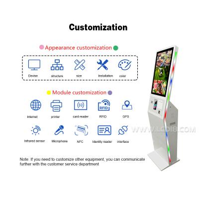 China Impressão de bilhetes fila de espera Quiosque de tela sensível ao toque Com scanner de código QR impressões digitais NFC à venda
