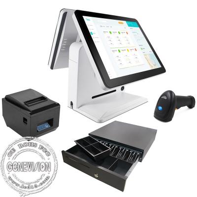 China Supermarket 15in Dual Screen Touch Screen Kiosk 1024x768 With Printer for sale