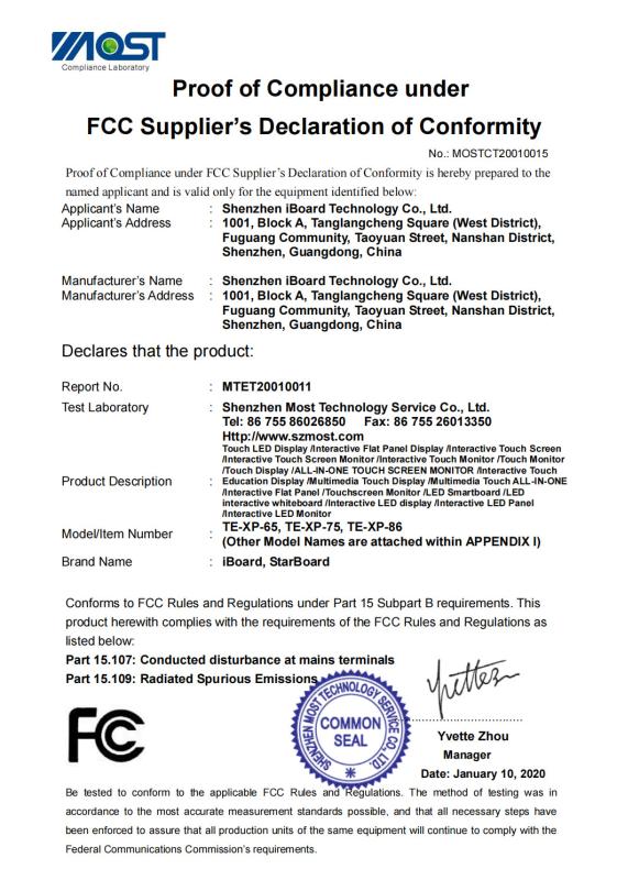 FCC - Shenzhen Iboard Technology Co., Ltd.