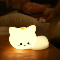 Quality Color Changing Tap Control LED Cat Night Light Mini Silicone Soft Cat Lamp for Kids for sale