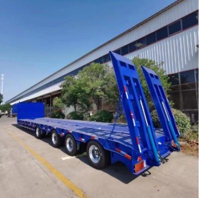 Chine 30 à 100 tonnes de roulement remorque de camion plat à chute extensible avec pneus personnalisés 12R22.5 à vendre