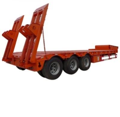 Chine 30 à 100 tonnes de roulement remorque de camion plat à chute extensible avec pneus personnalisés 12R22.5 à vendre