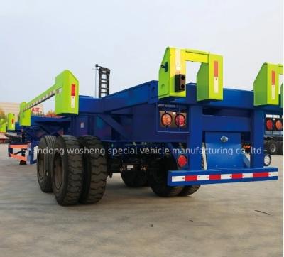 중국 포항항 운송용 Wosheng 2 Axle Blue Container Skeleton 반 트레일러 판매용