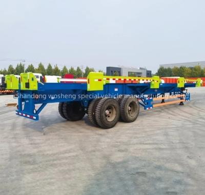 중국 포항항 운송용 Wosheng 2 Axle Blue Container Skeleton 반 트레일러 판매용