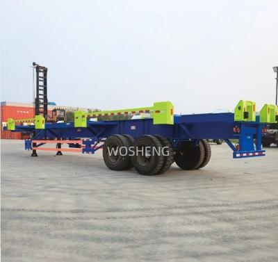 중국 포항항 운송용 Wosheng 2 Axle Blue Container Skeleton 반 트레일러 판매용