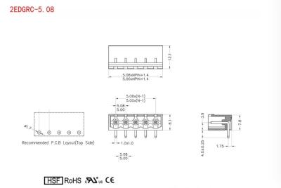China 2EDGR-5.08MM 2p-12Pin Terminal Block Connector  2EDGV 2EDGVC 2EDGRC 2EDGR-5.08 Match to 2EDGK-5.08 for sale