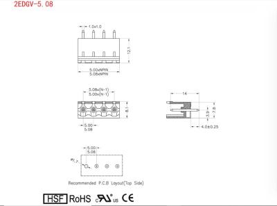 China 2EDGR-5.08MM 2p-12Pin Terminal Block Connector  2EDGV 2EDGVC 2EDGRC 2EDGR-5.08 Match to 2EDGK-5.08 for sale