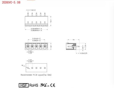 China 2EDGR-5.08MM 2p-12Pin Terminal Block Connector  2EDGV 2EDGVC 2EDGRC 2EDGR-5.08 Match to 2EDGK-5.08 for sale