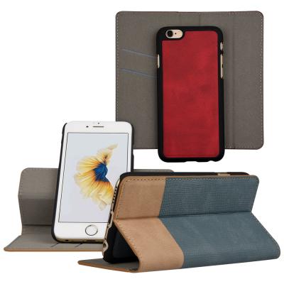China Caixas 2 destacáveis do couro do telefone celular do iPhone 6s em 1 livro in-folio da aleta magnético à venda