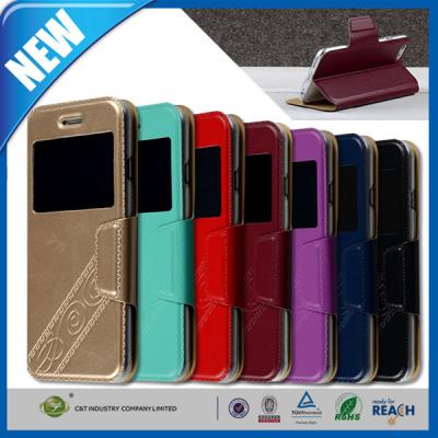 China Caso de Smartphone do couro da aleta do suporte da opinião da janela S para Iphone 6 4,7