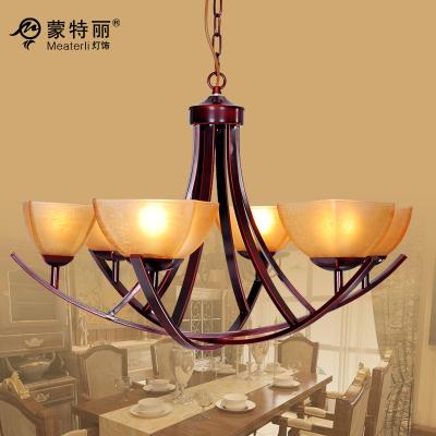 Cina Candeliere classico del ferro battuto della lampada di pendente dell'hotel 6-Light con la lampada di pulitura del Bordeaux in vendita