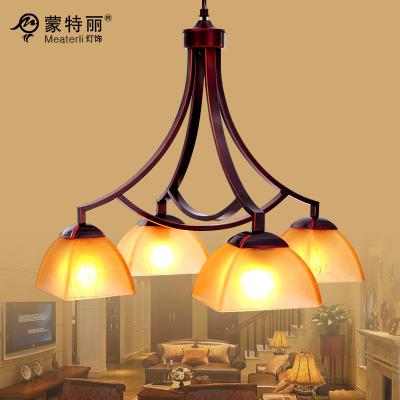 Cina 4 teste scremano il candeliere del ferro battuto dell'ombra verso il basso per sala da pranzo in vendita