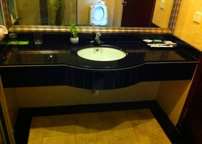 China Black Galaxy Granite Prefab Vanity Tops High Polish With Single Sink for sale