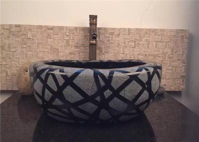 Cina Diametro nero 40CM delle ciotole del lavandino del bagno del calcolo del granito per il piedistallo in vendita