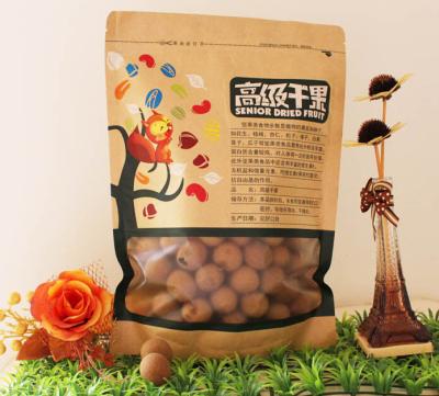 Cina Sacchetti di plastica dell'alimento della carta kraft della chiusura lampo del fondo piatto con la chiara finestra in vendita