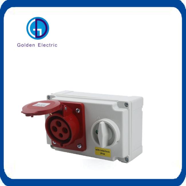 Industrial IP44 16A 32A 3p 4p 5p Receptacle and Switch with Interlock Device