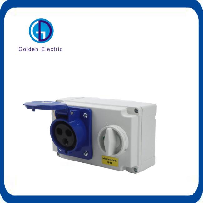 Industrial IP44 16A 32A 3p 4p 5p Receptacle and Switch with Interlock Device