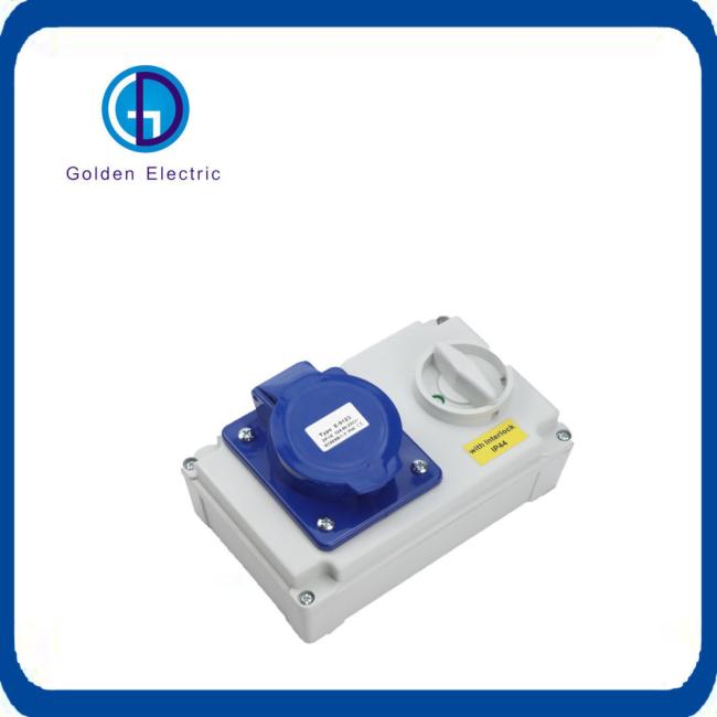 Industrial IP44 16A 32A 3p 4p 5p Receptacle and Switch with Interlock Device